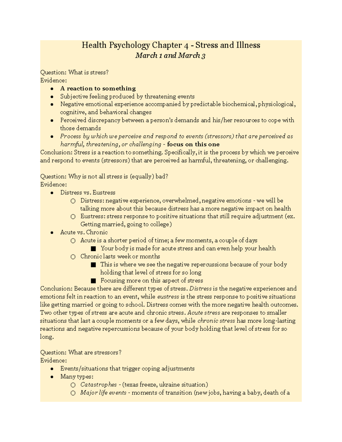 Health Psychology - Stress and Illness - Health Psychology Chapter 4 ...