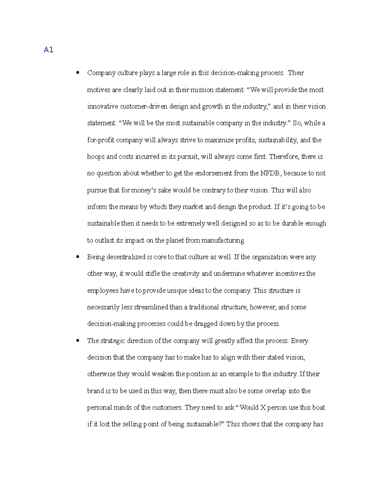 Business Strategy C714 Task 1 - Pass - A Company culture plays a large ...