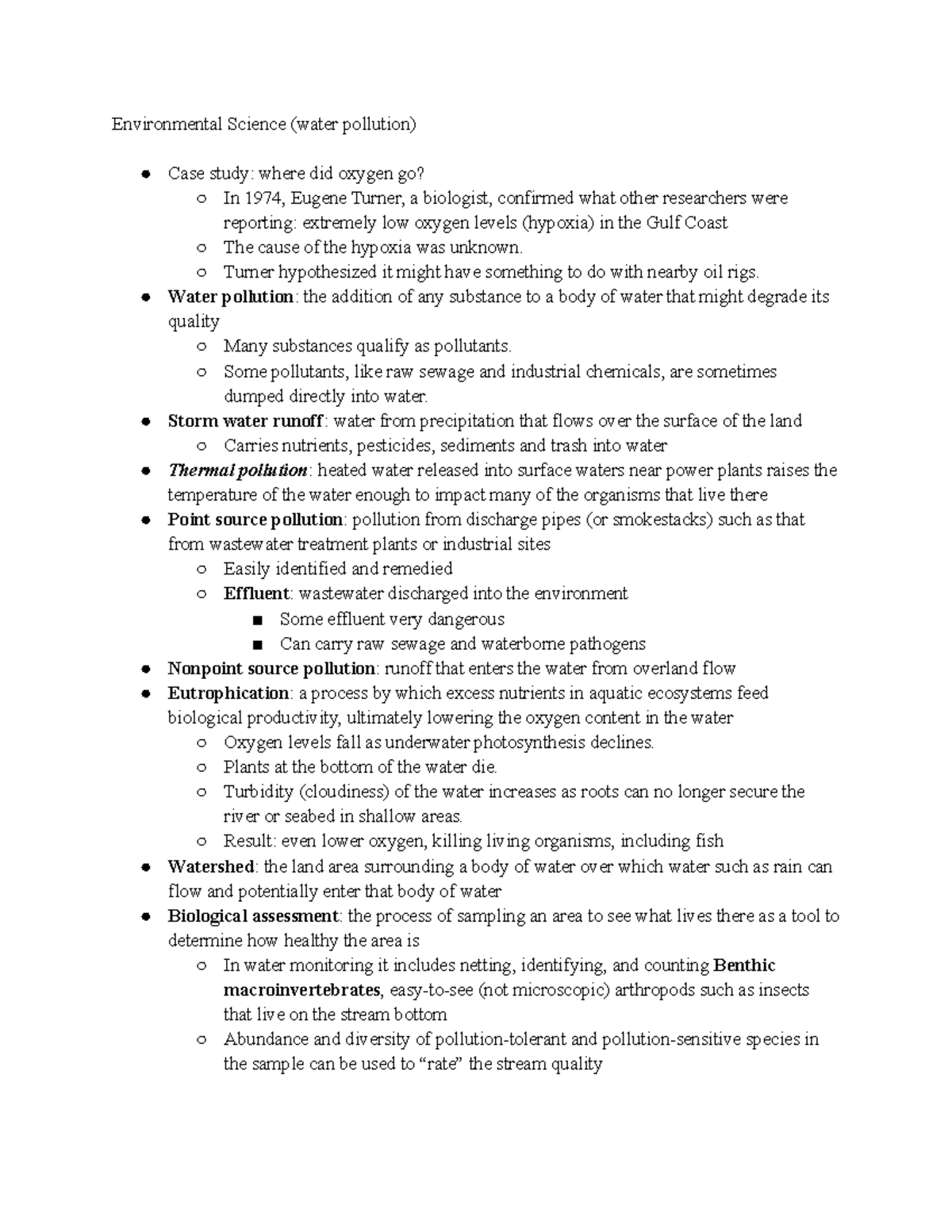 ES water pollution - Environmental Science (water pollution) Case study ...