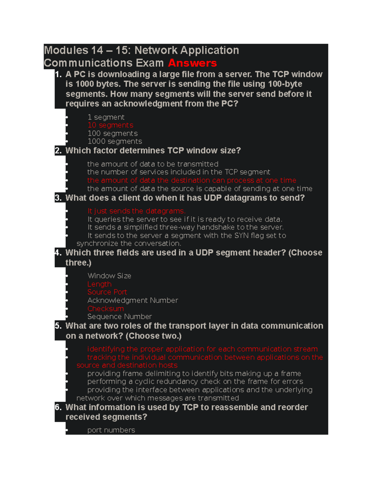 Modules 14-15 - asdh - Modules 14 – 15: Network Application Communications Exam Answers 1. A PC ...