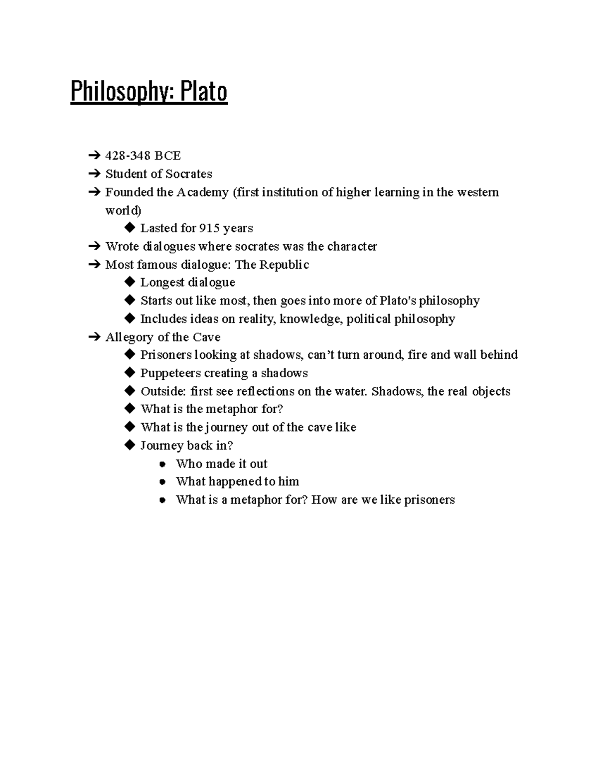 Philosophy Plato - Philosophy: Plato 428-348 BCE Student of Socrates ...