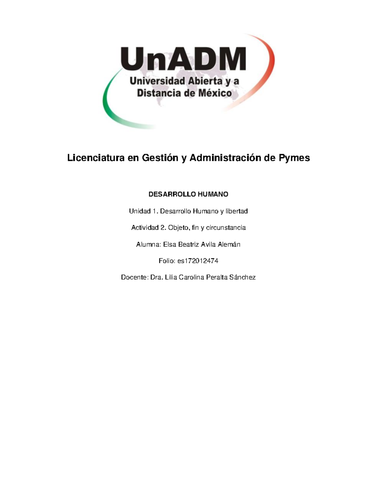 GDHU U1 A2 EBAA - Unidad 1 Actividad 2 Desarrollo Humano - Licenciatura ...