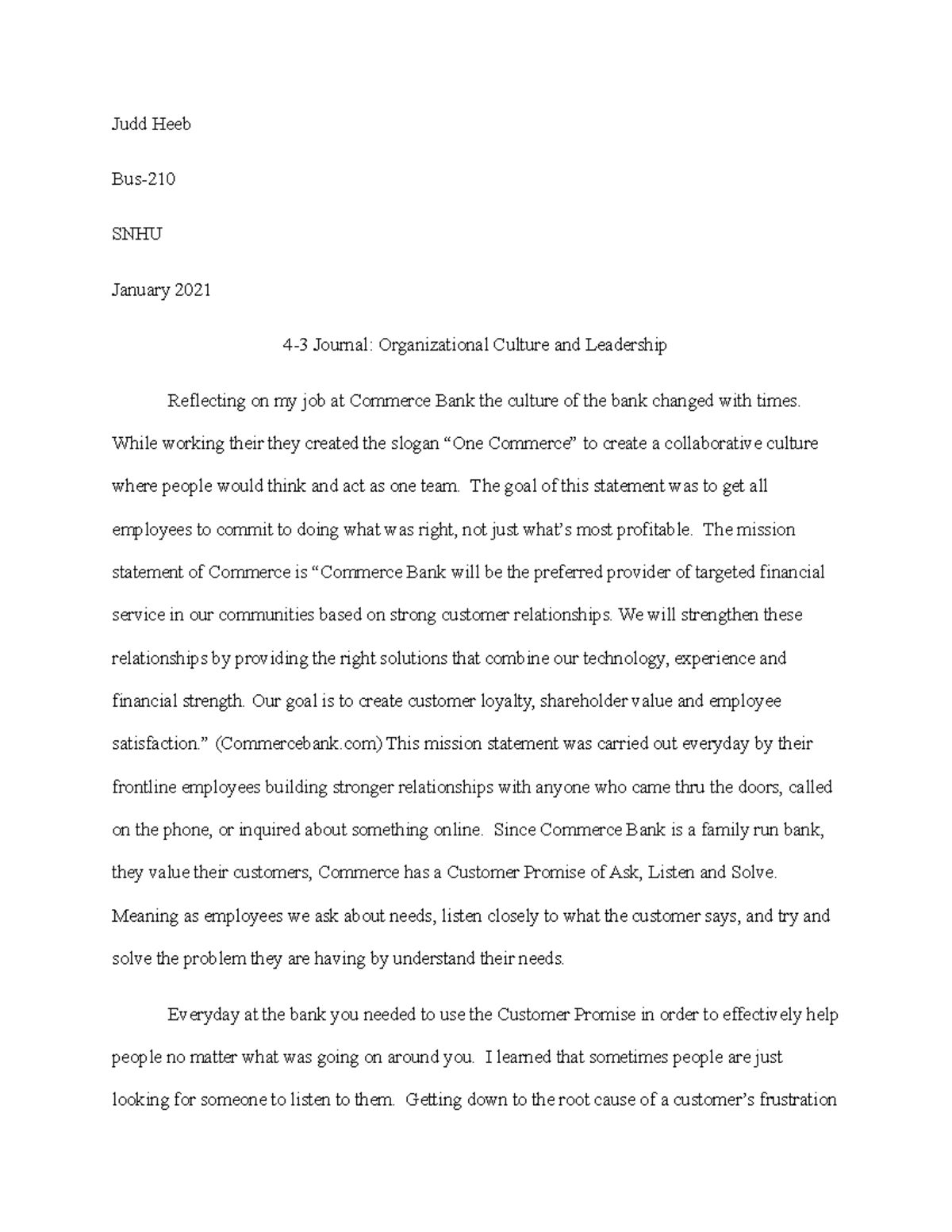 Bus 210 Module Four - Judd Heeb Bus- SNHU January 2021 4-3 Journal ...