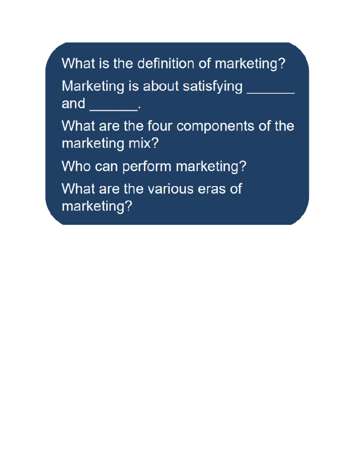 Marketing practice questions for final exam - What is the definition of ...