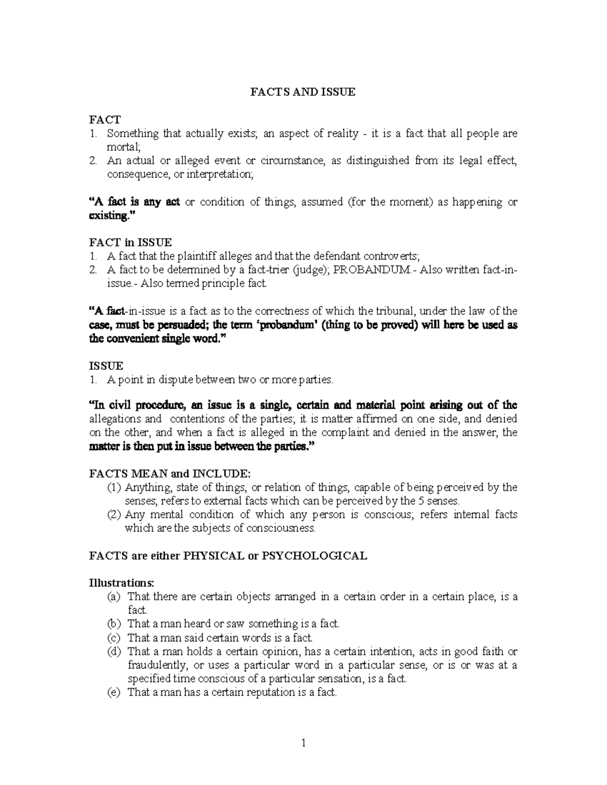 Firac Methodology (Minimized) - FACTS AND ISSUE FACT Something that actually exists; an aspect ...