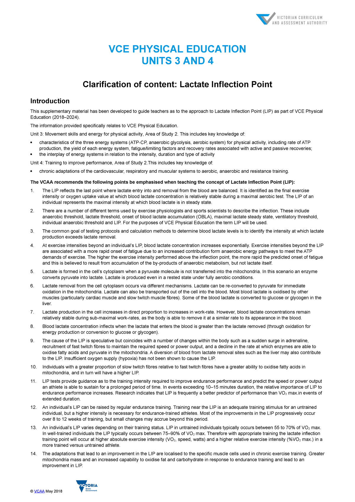 Clarification PE content - VCE PHYSICAL EDUCATION UNITS 3 AND 4 ...