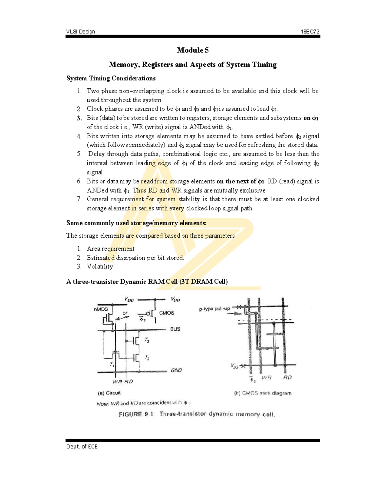 VLSI MOD5@Az Documents - Module 5 Memory, Registers and Aspects of System Timing System Timing ...