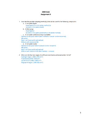 Assignment 4 2022 - practise material - CHM 3122 Assignment 4 1 ...