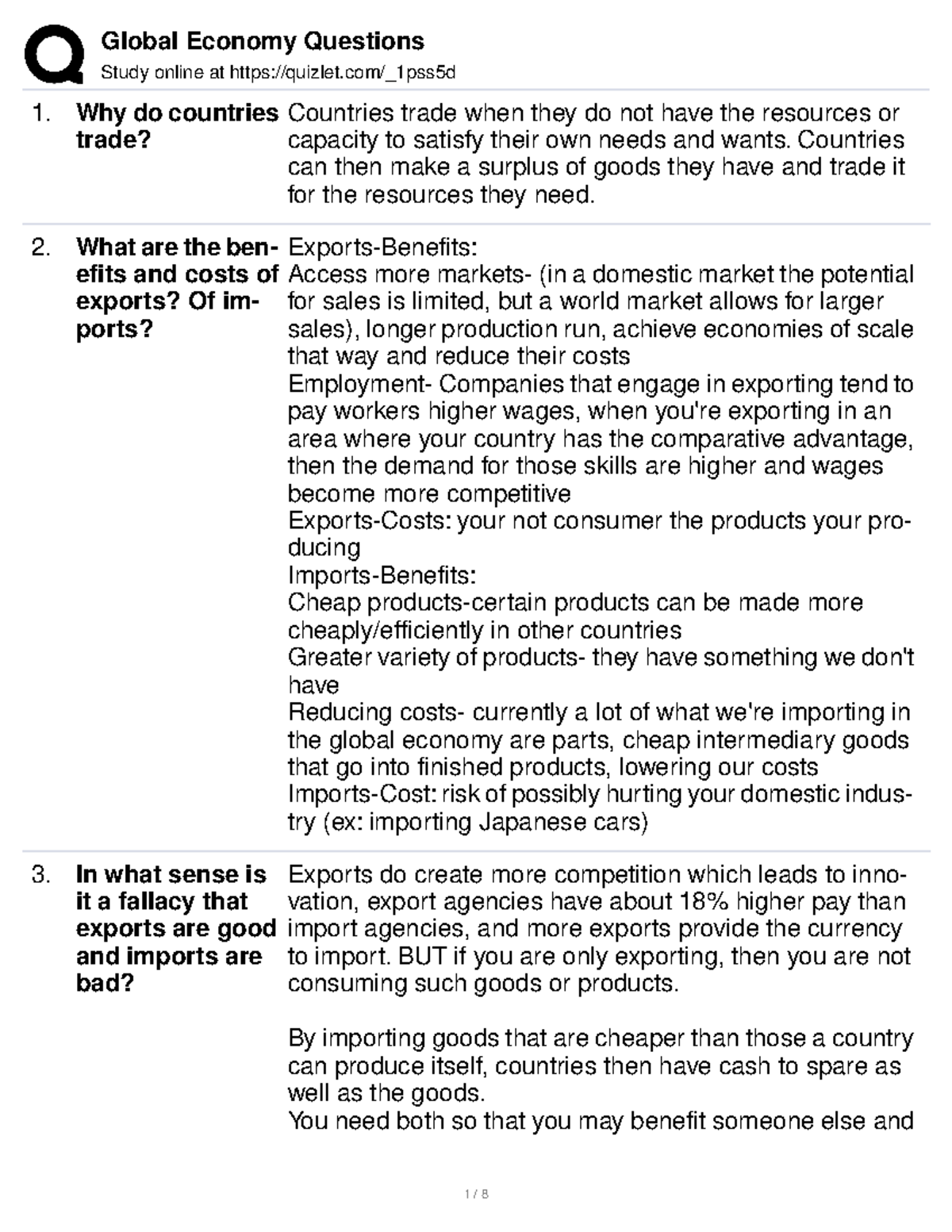 Global Economy Questions - Study online at quizlet/_1pss5d Why do ...