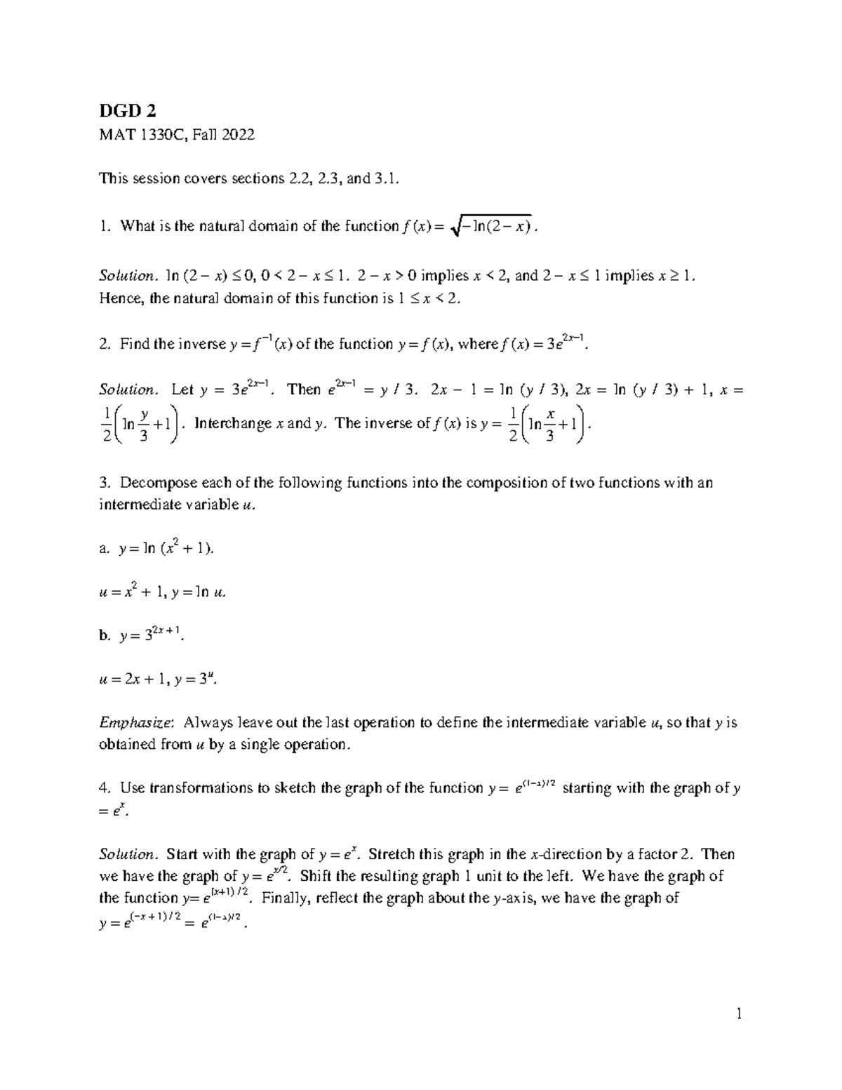 1330DGD2F22 - DGD 2 MAT 1330C, Fall 2022 This session covers sections 2, 2, and 3. What is the ...