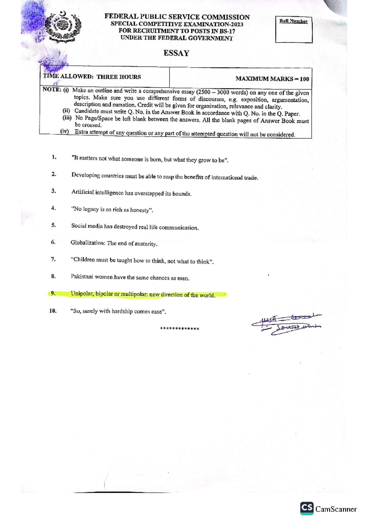 All past papers of Special CSS - civil services preparation - Studocu