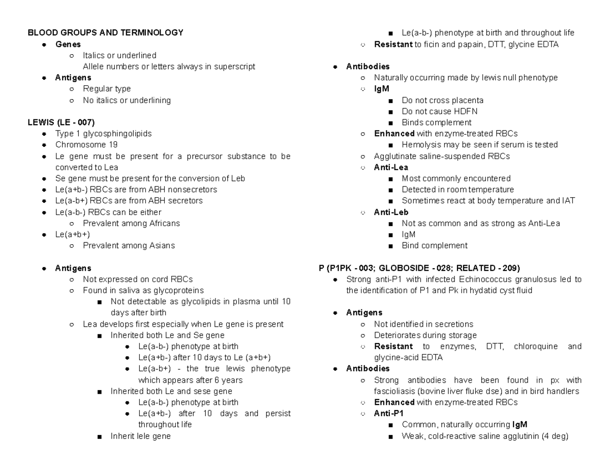 BGS - Summary note for Blood Group Systems - BLOOD GROUPS AND ...