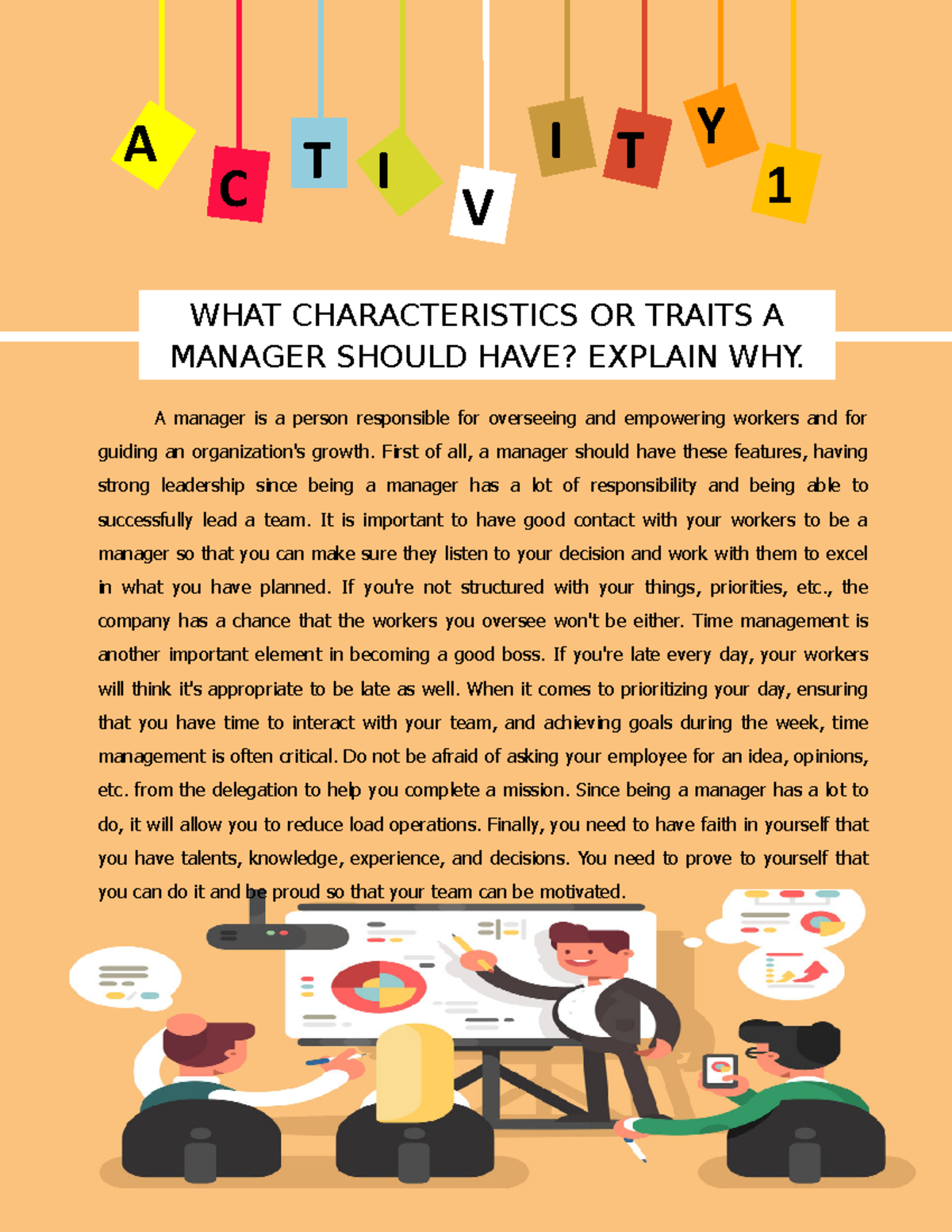 Organizational Management - Activity 1 - A manager is a person ...