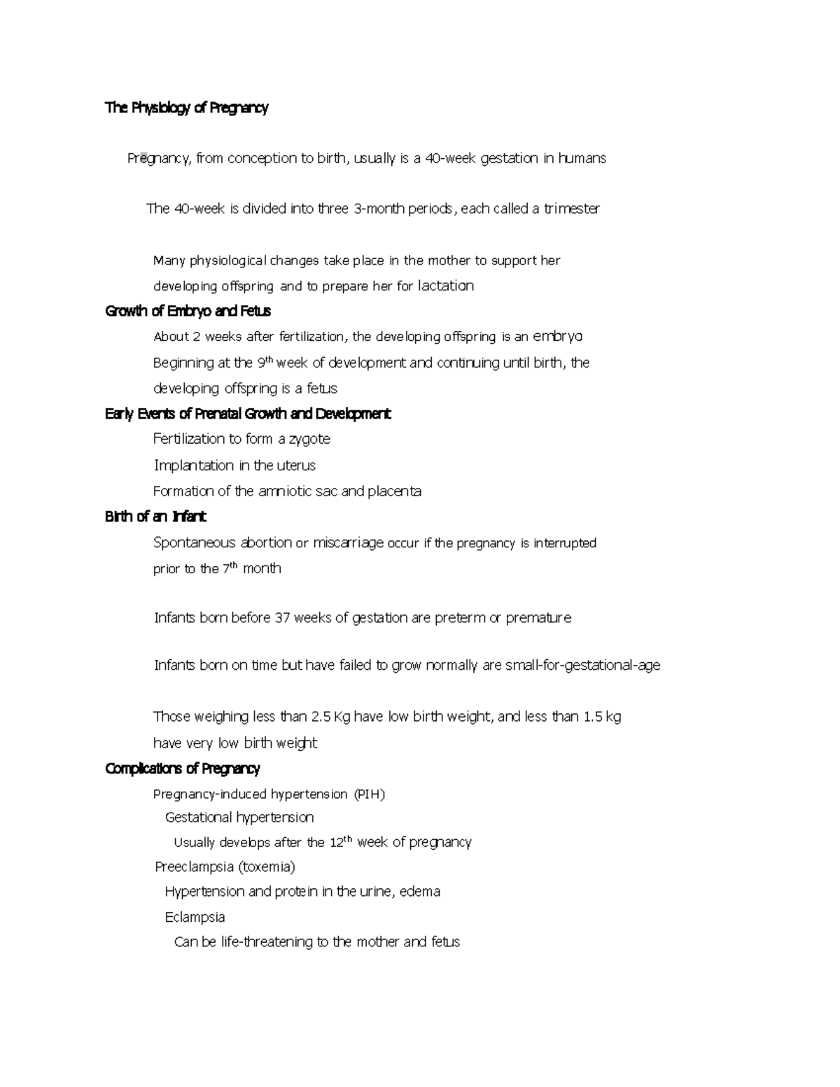 EHS 150 - lecture 12-1 - The Physiology of Pregnancy Pregnancy, from ...
