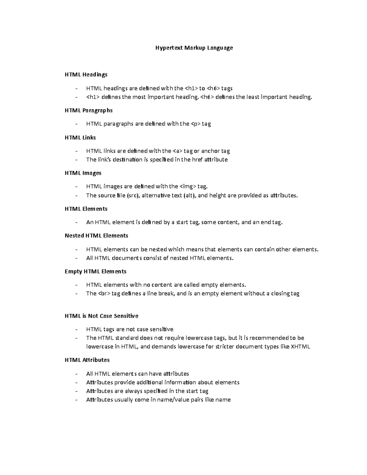 Hypertext Markup Language - defines the least important heading. HTML ...