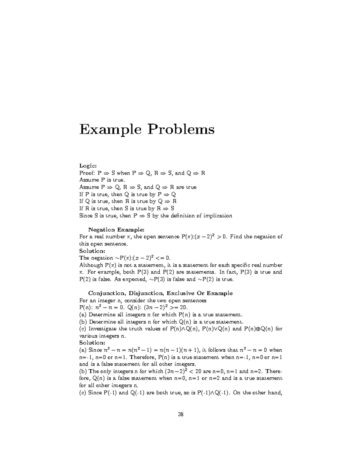 Example Problems Part 1 - Example Problems Logic: Proof: P⇒S when P⇒Q ...