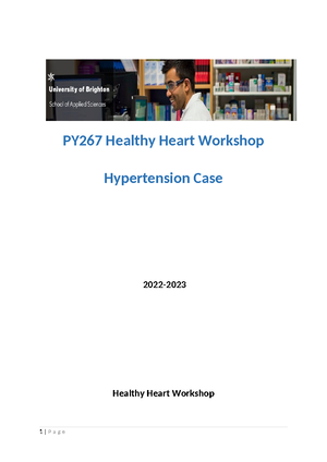 Cardiovascular Physiology Lab Schedule - PY267 Hypertension Case ...