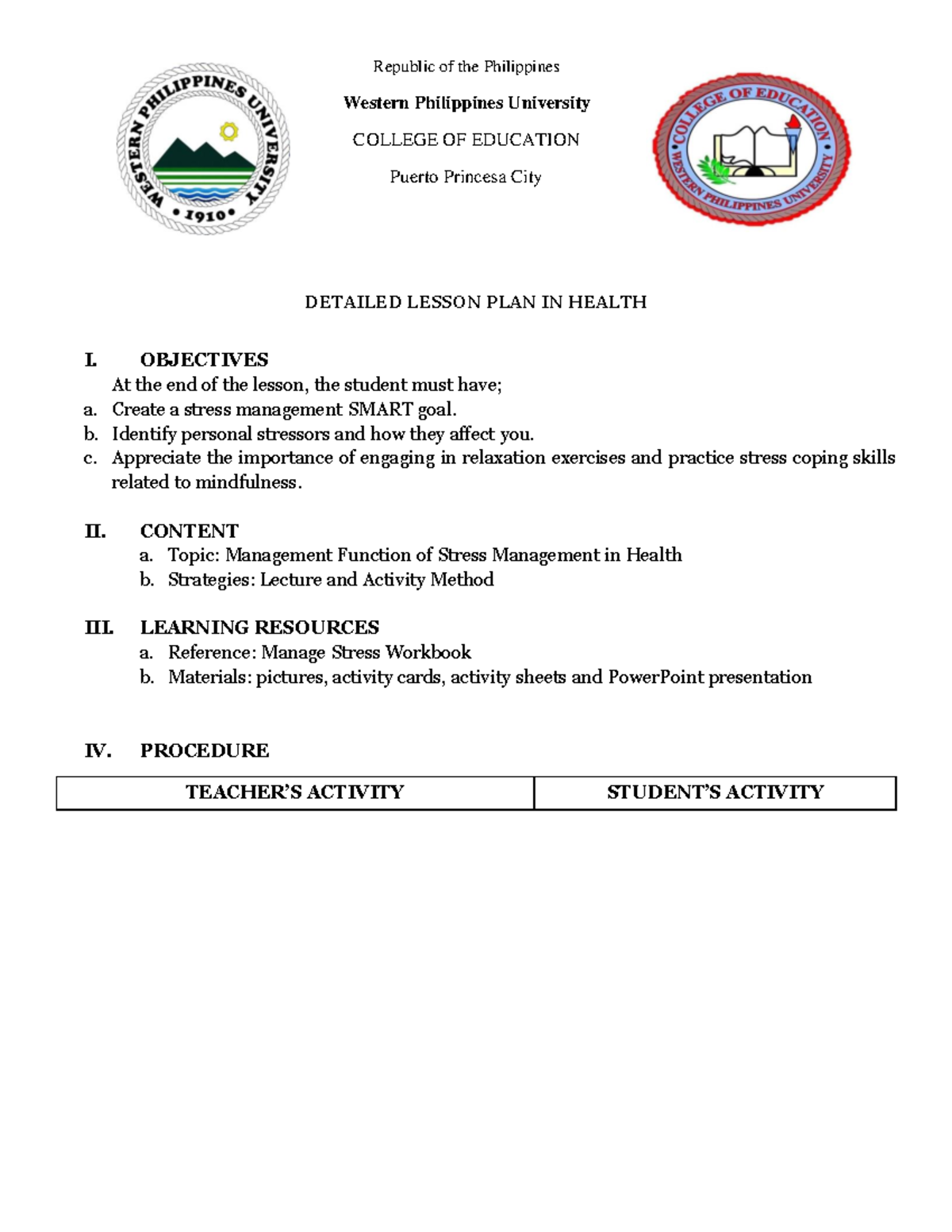 Detailed Lesson Plan Alano - Republic of the Philippines Western ...