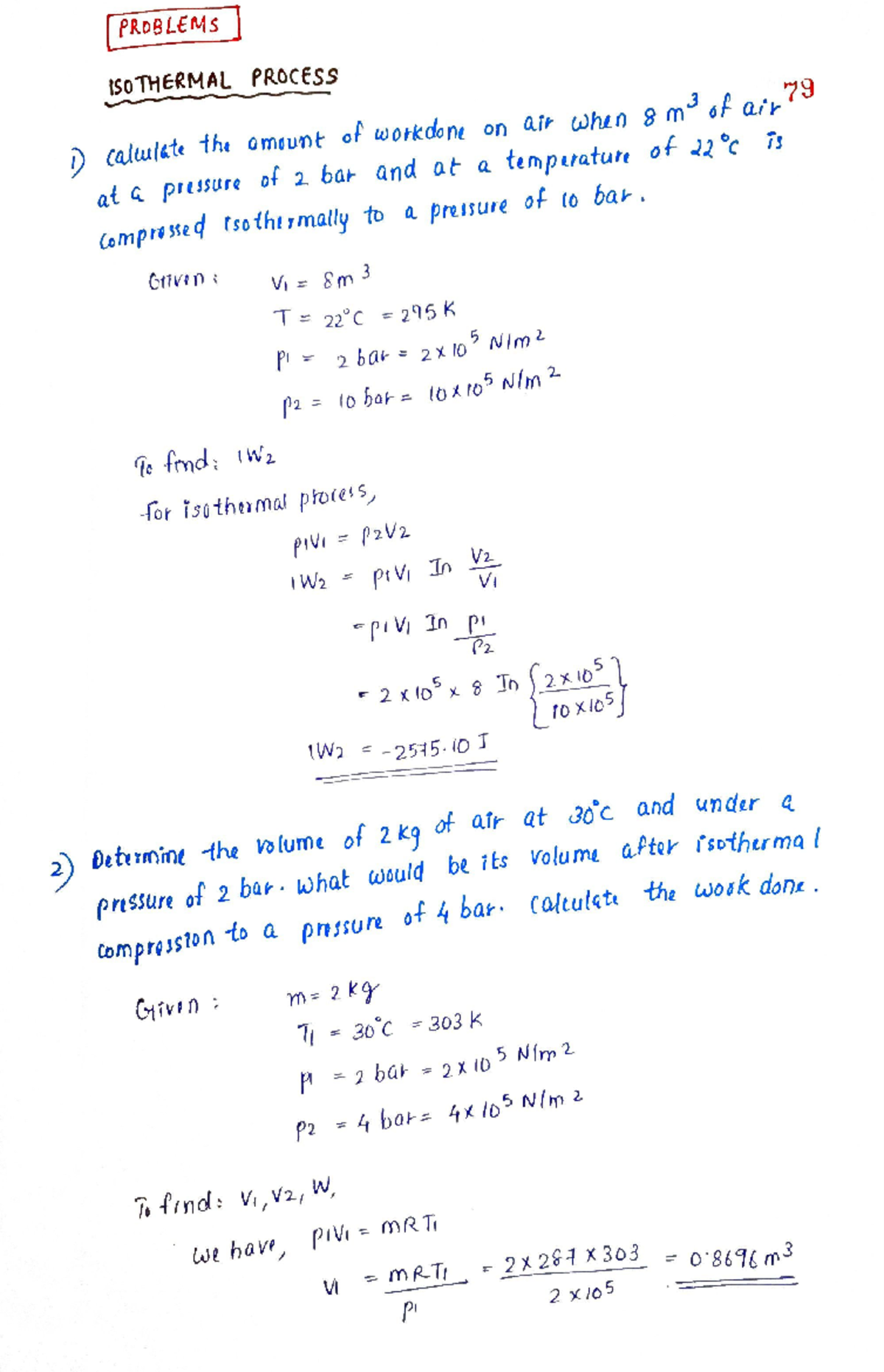 Isothermal process problems - Thermodynamics, Statistical Physics & Basic Quantum Mechanics ...