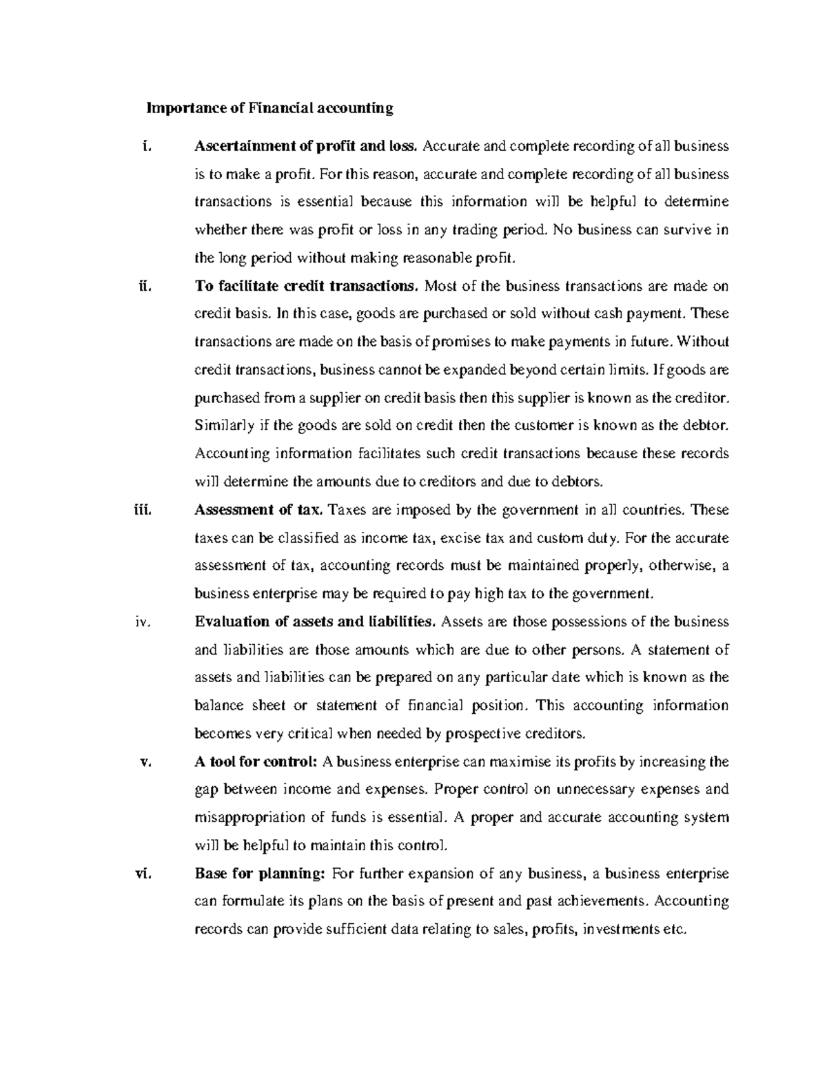 Introduction Financial accounting cont - Importance of Financial ...