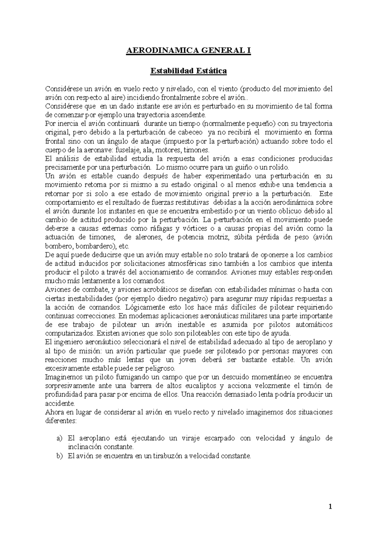 Estabilidad-longitudinal - AERODINAMICA GENERAL I Estabilidad Est·tica ...
