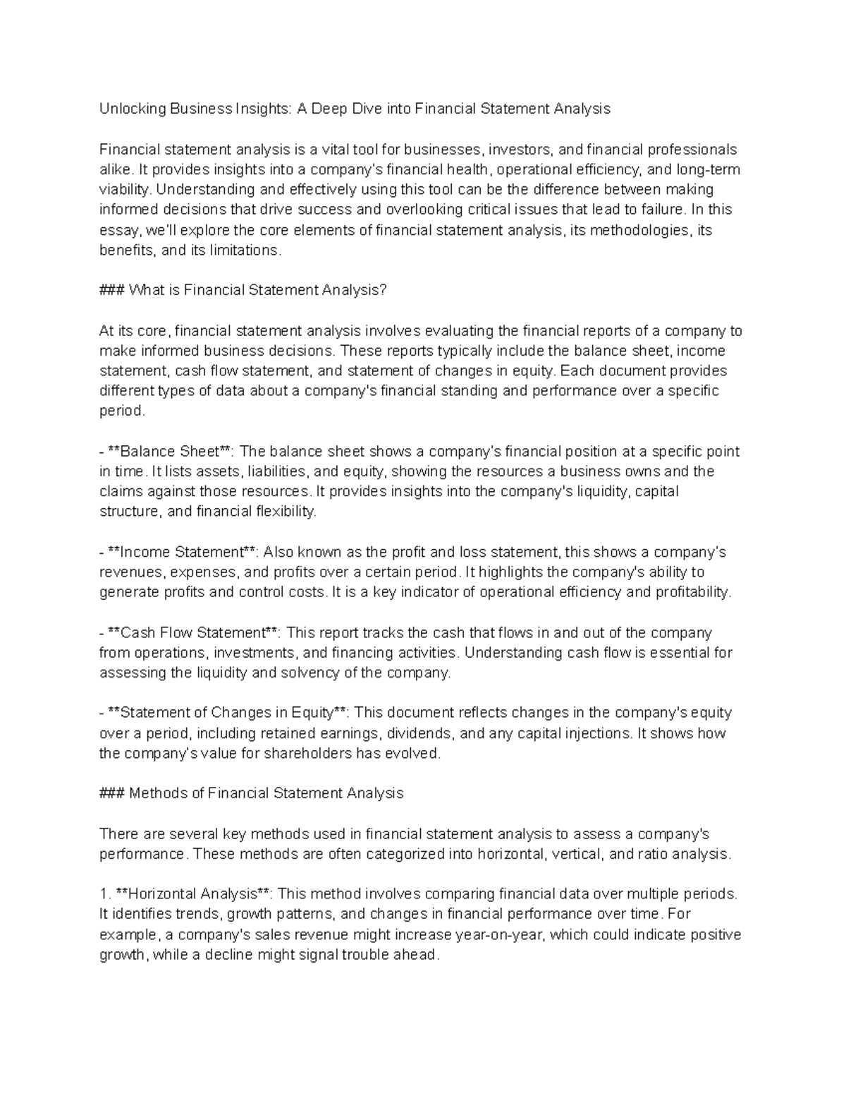 Unlocking Business Insights A Deep Dive into Financial Statement ...