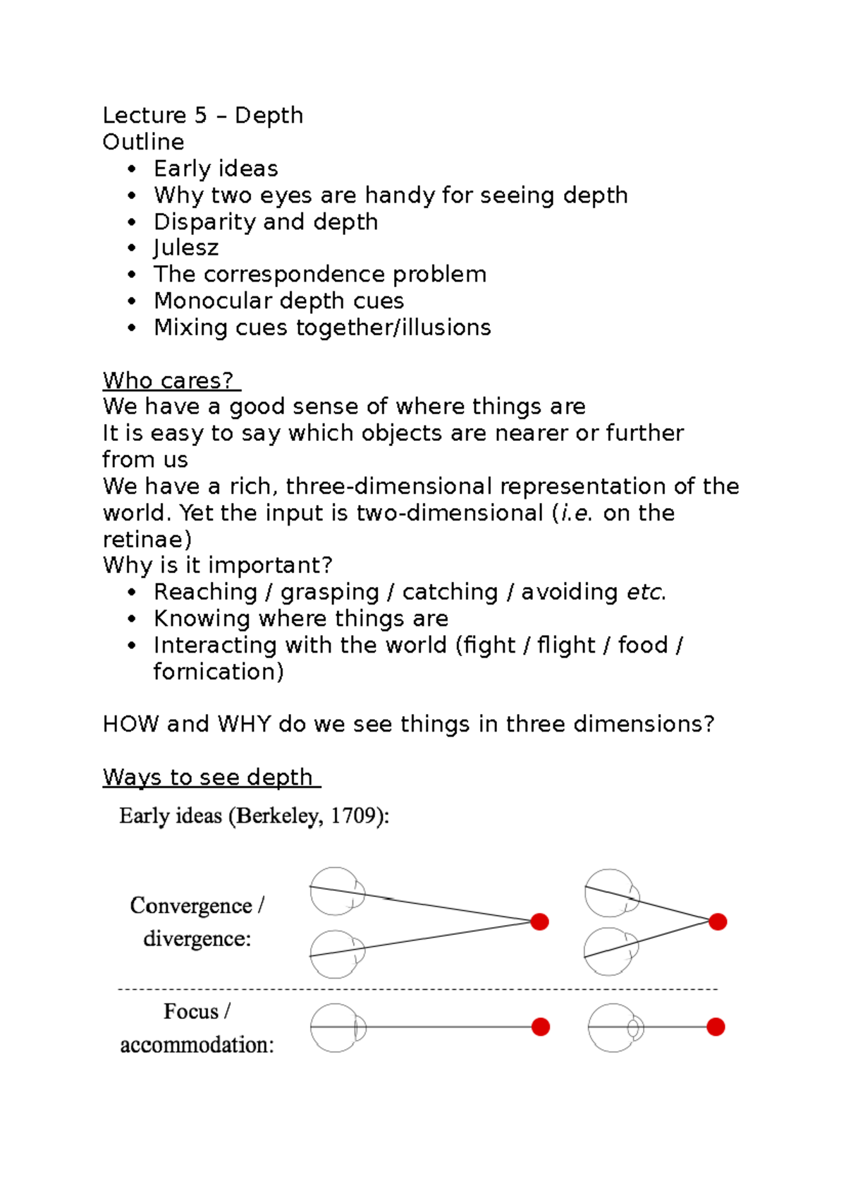 Lecture 5 - Depth perception - Lecture 5 – Depth Outline Early ideas ...