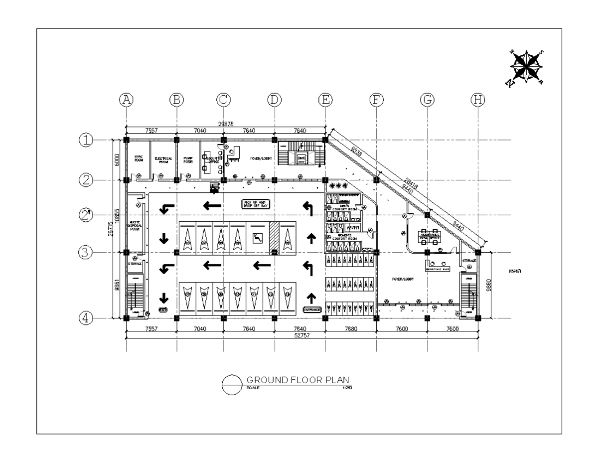 GF CAD - ground floor parking plan - BS-Civil Engineering - SCALEGROUND FLOOR PLAN 1: A B C D E ...