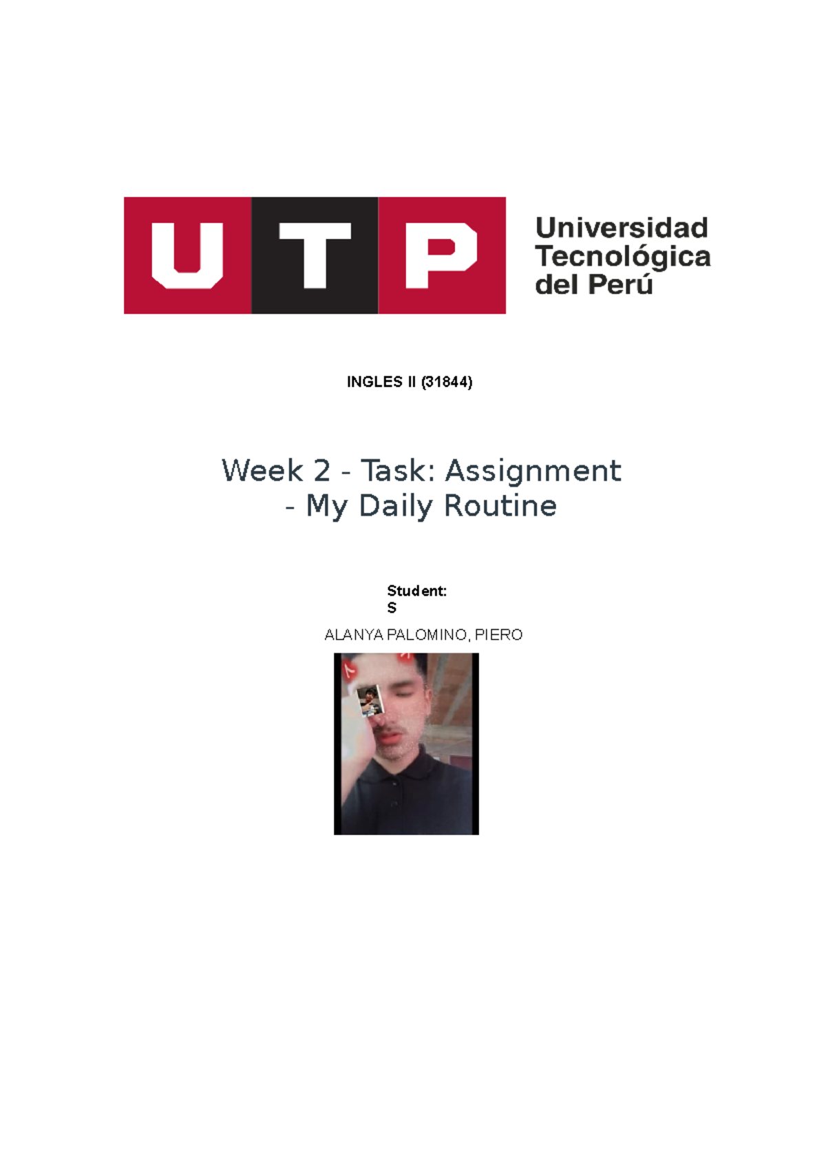 My Daily Rutine - rstajklñ - INGLES II (31844) Week 2 - Task: Assignment - My Daily Routine ...