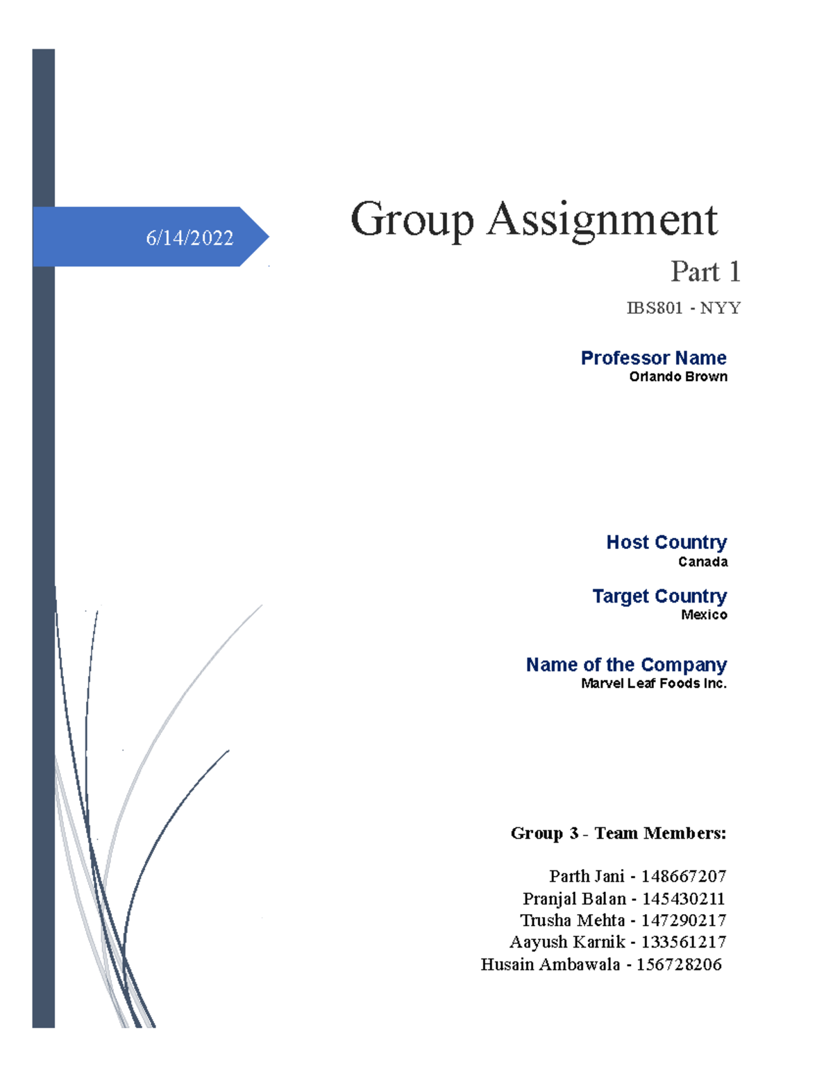Group 3 Ibs801 Assignment Part 1 6142022 Group Assignment Part 1 Ibs801 Nyy Group 3 