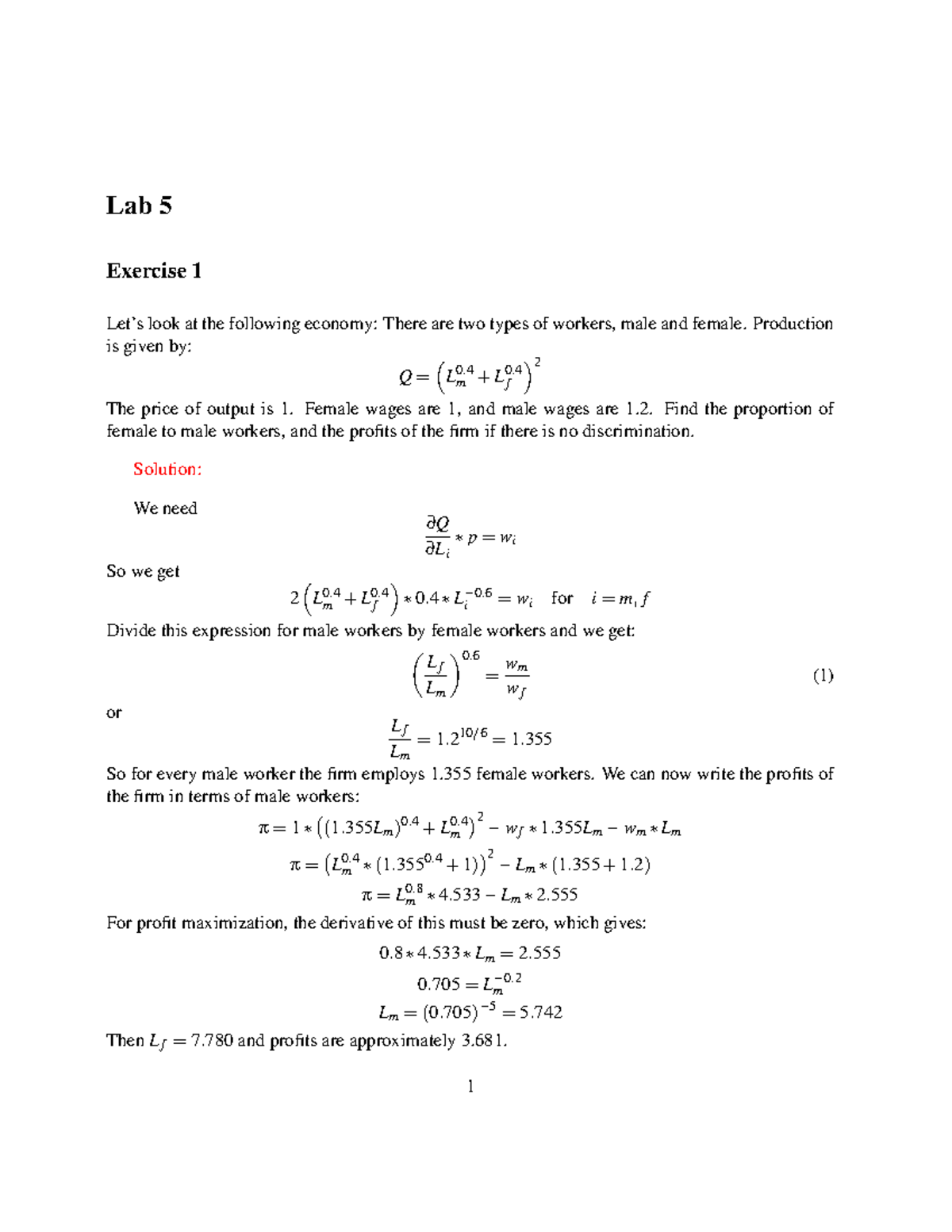 Lab 5 solutions - Tutorial Q+A - Lab 5 Exercise 1 Let’s look at the ...