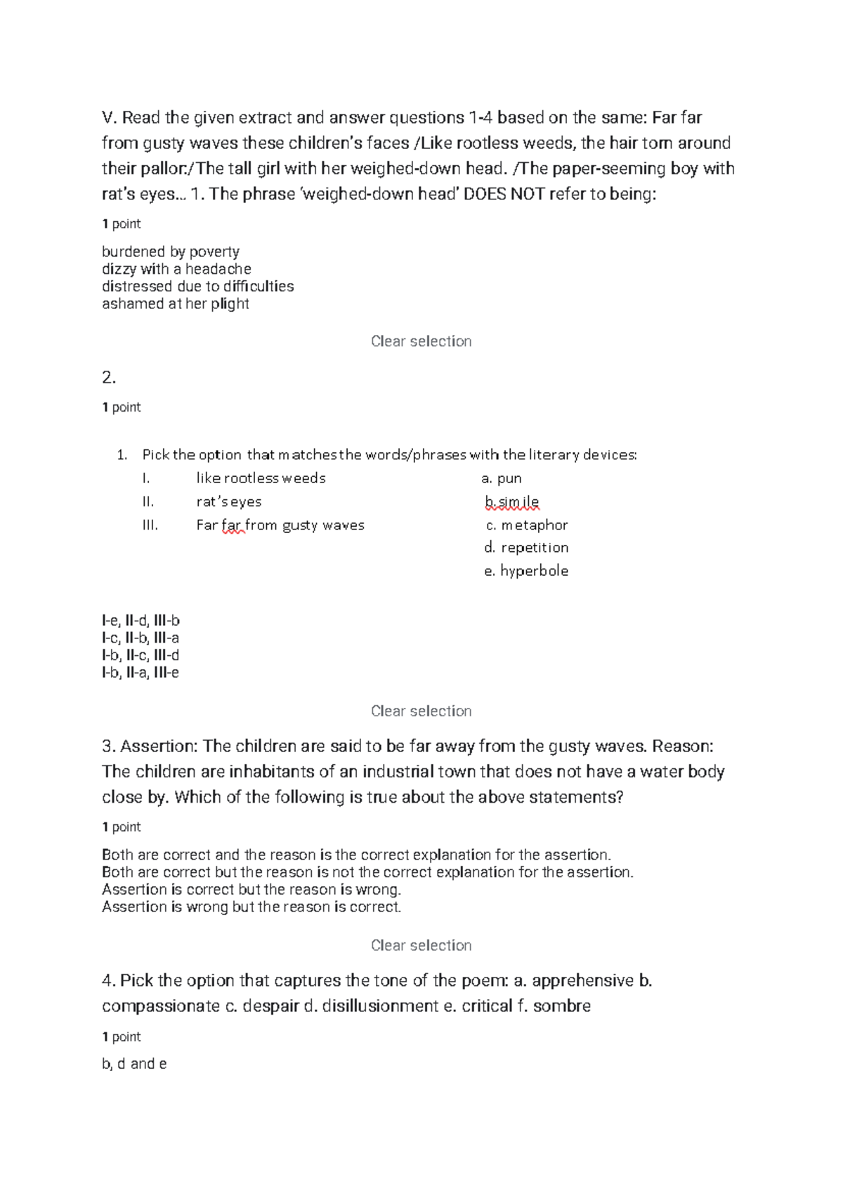 Sobji - HUHU - V. Read the given extract and answer questions 1-4 based on the same: Far far ...