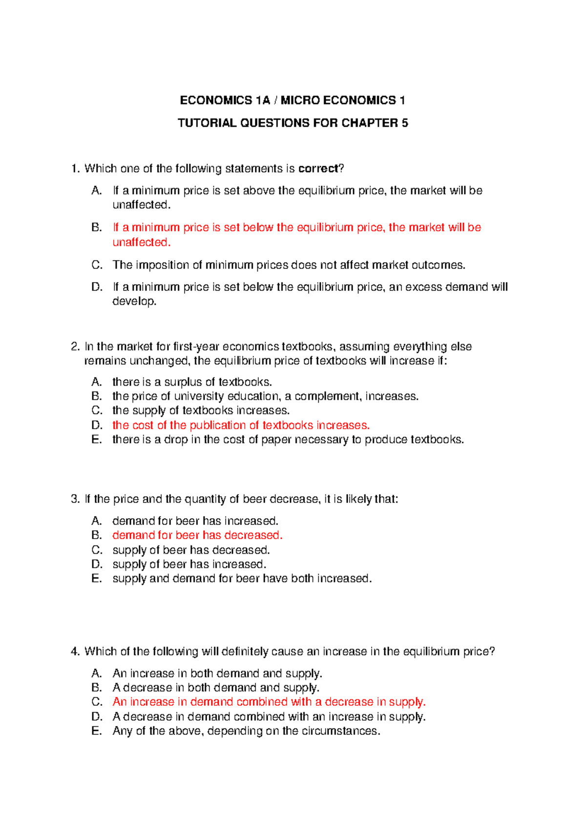 Chapter 5 Tutorial - ECONOMICS 1A / MICRO ECONOMICS 1 TUTORIAL ...
