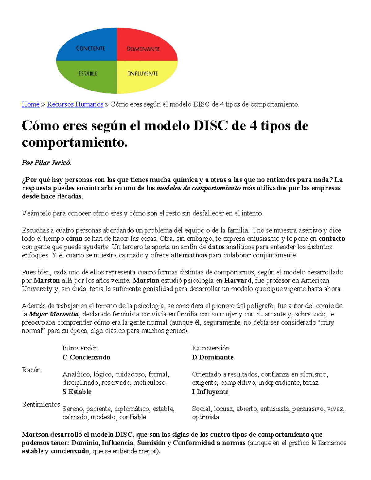 Tipos DE Comportamiento - Home » Recursos Humanos » Cómo eres según el ...