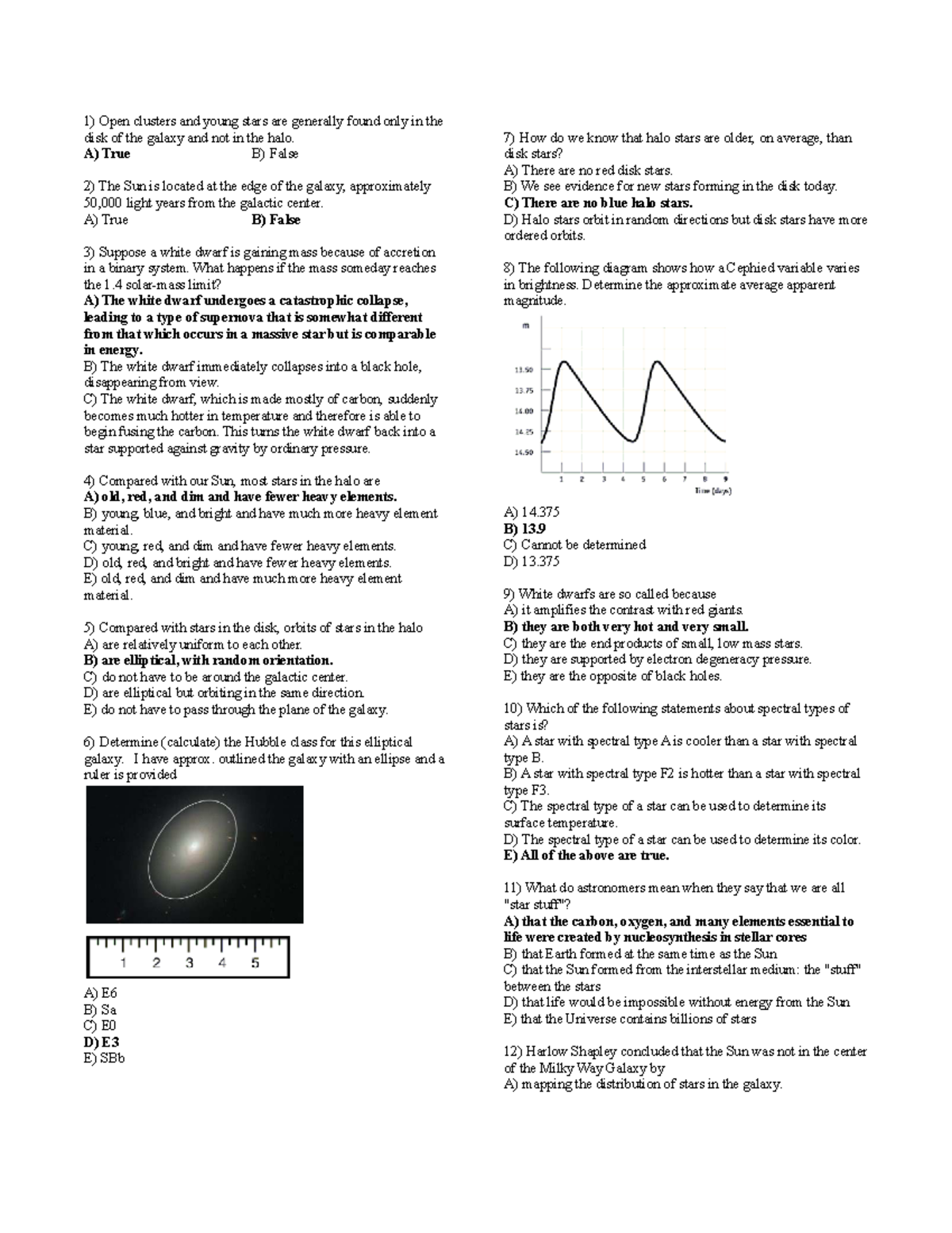 Astro 114 - Test 3 - The third exam study material - Open clusters and ...
