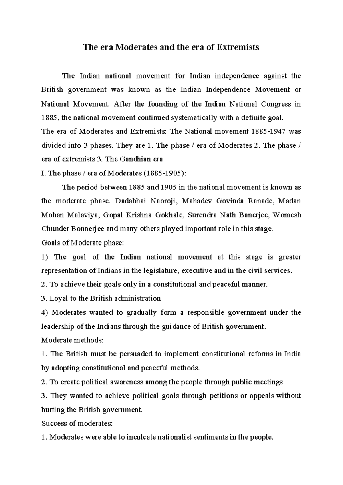 Moderates AND Extremists - The era Moderates and the era of Extremists ...