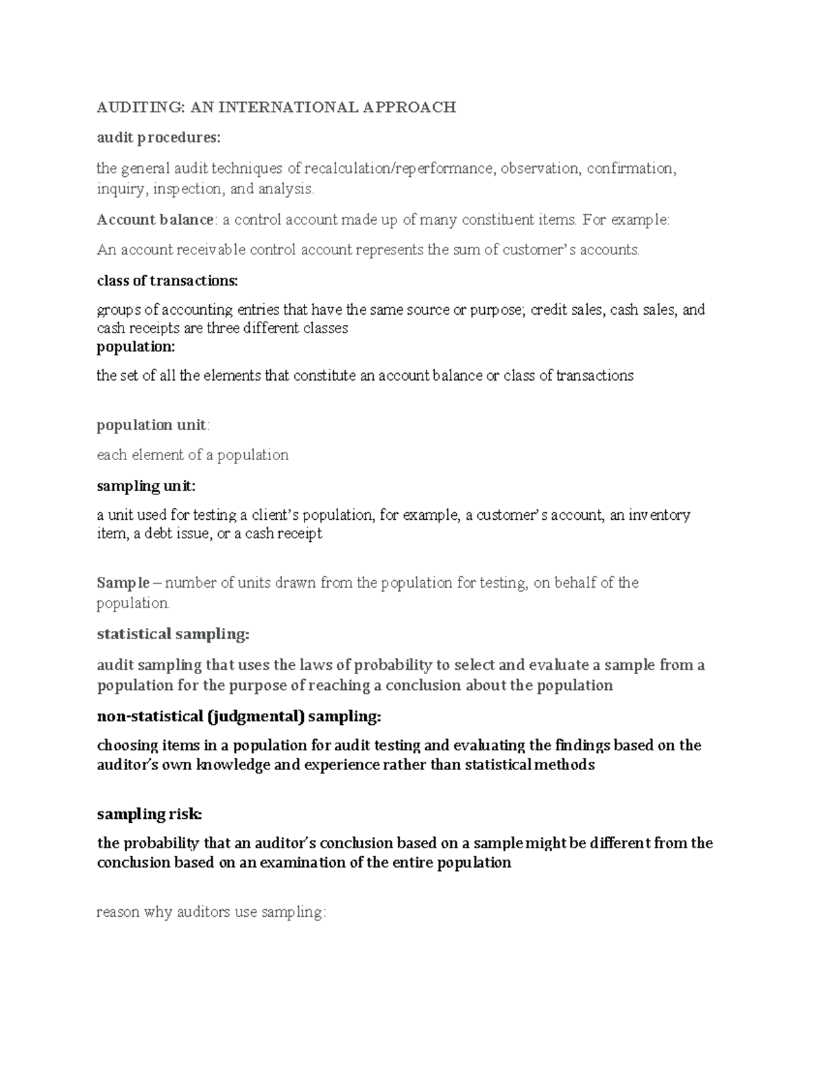 Auditing Lecture Notes 10 Auditing An International Approach Audit Procedures The