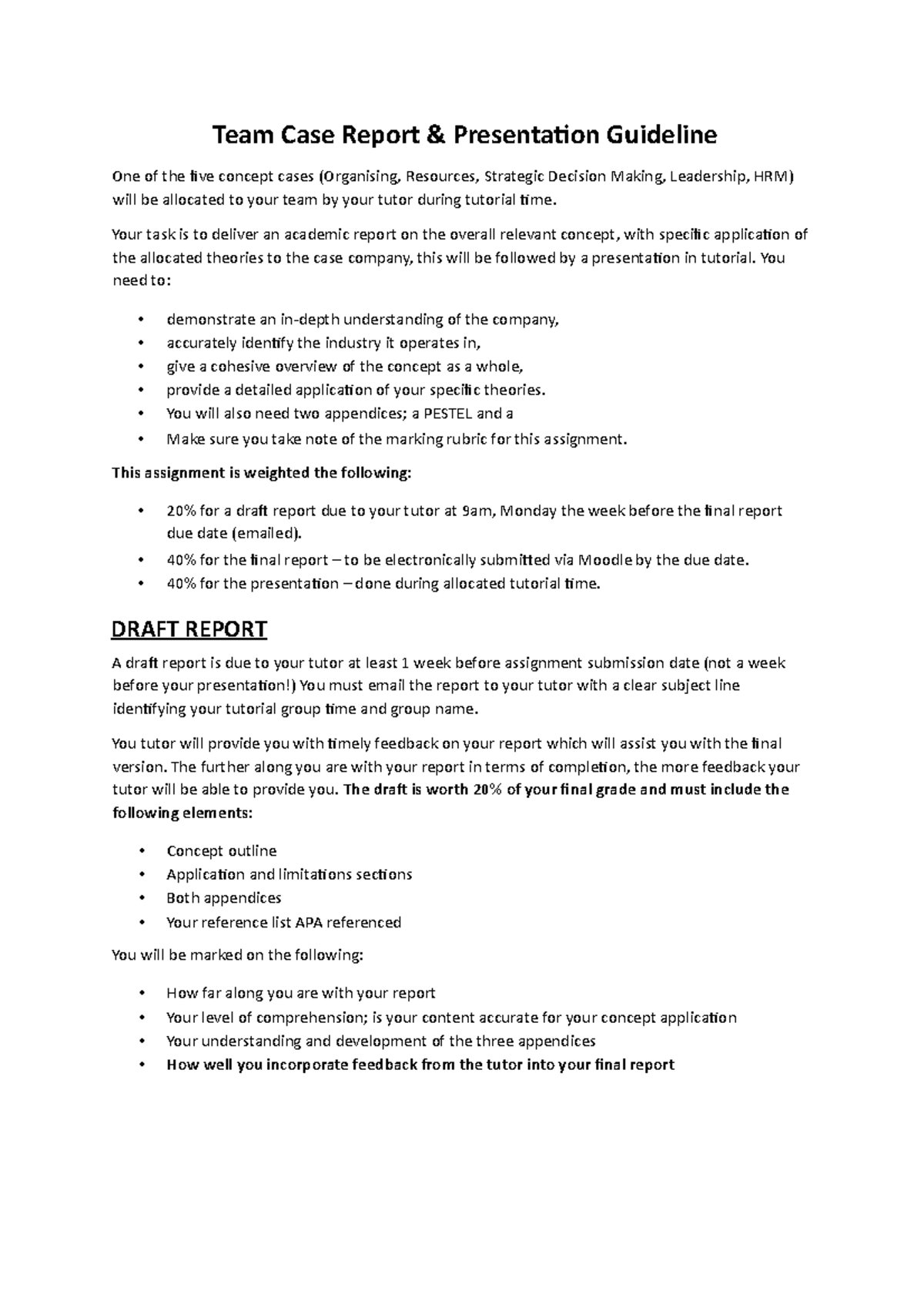 Case Analysis Report and Presentation Guidelines 21B - Team Case Report ...