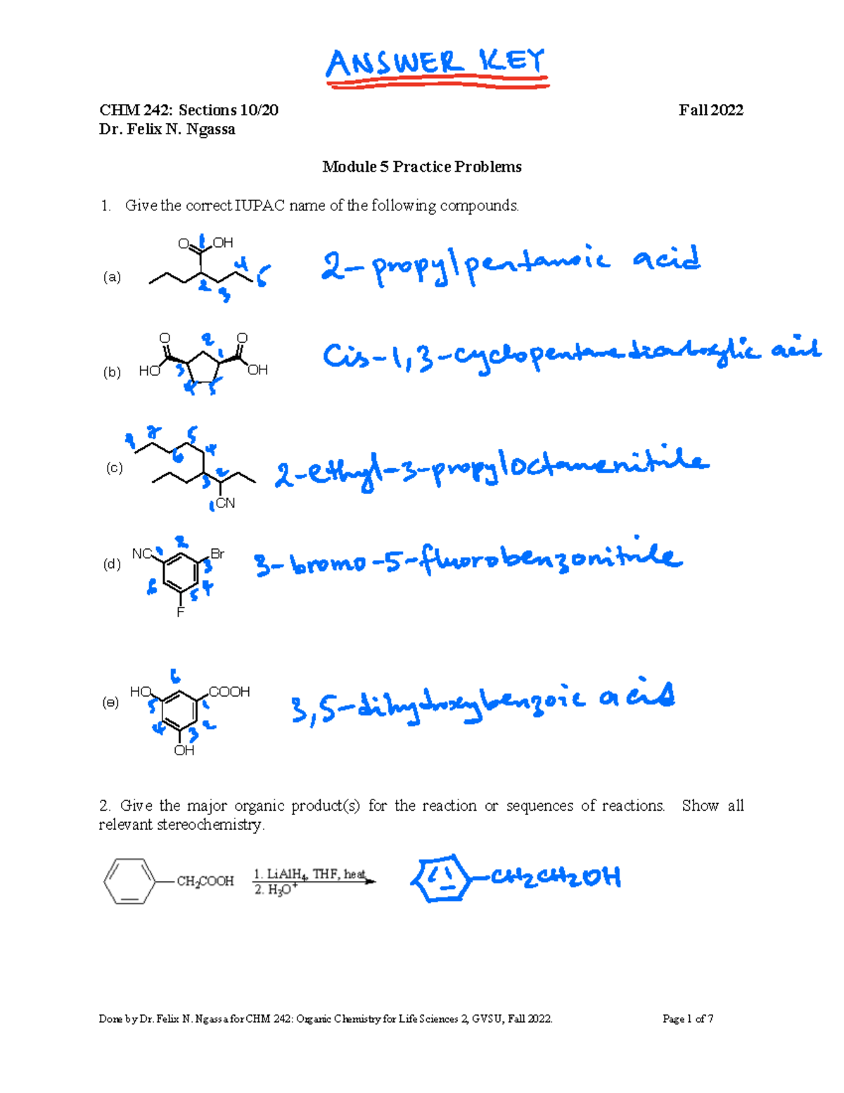 Module 5 Practice Problems Fall 2022 - CHM 242: Sections 10/20 Fall ...