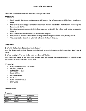 LAB-9 Pneumatic Lab Cell Components Report Objective - OBJECTIVE :-To ...