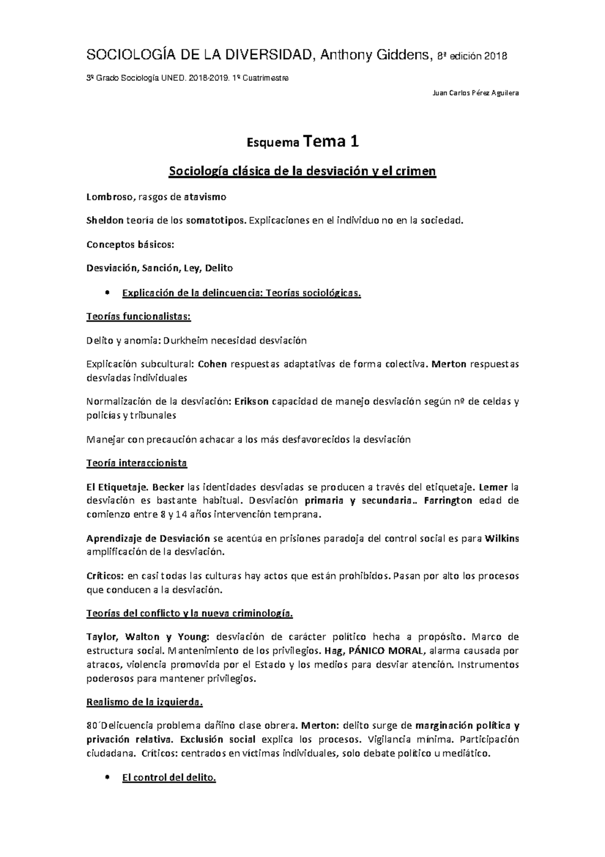 Esquema tema 1 sociologia diversidad - 3º Grado Sociología UNED. 2018-2019. 1º Cuatrimestre Juan ...