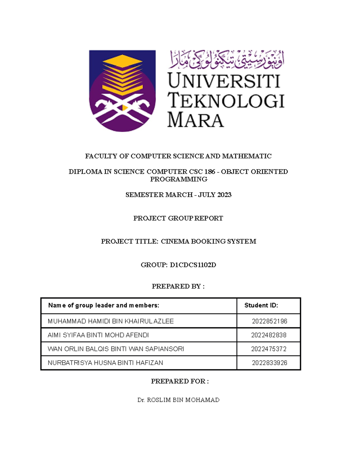 Report Csc186 Wsawsqw Faculty Of Computer Science And Mathematic