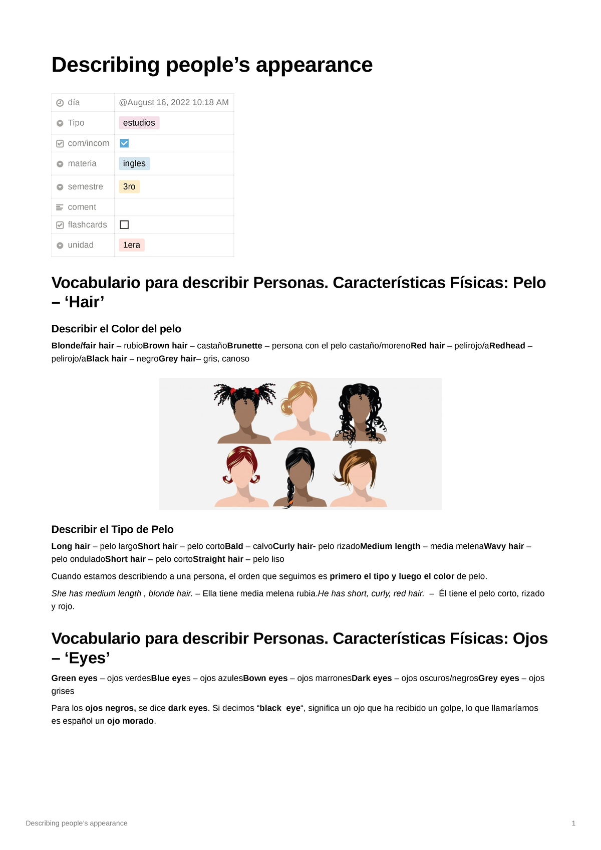 Describing peoples appearance - Describing people’s appearance día Tipo ...