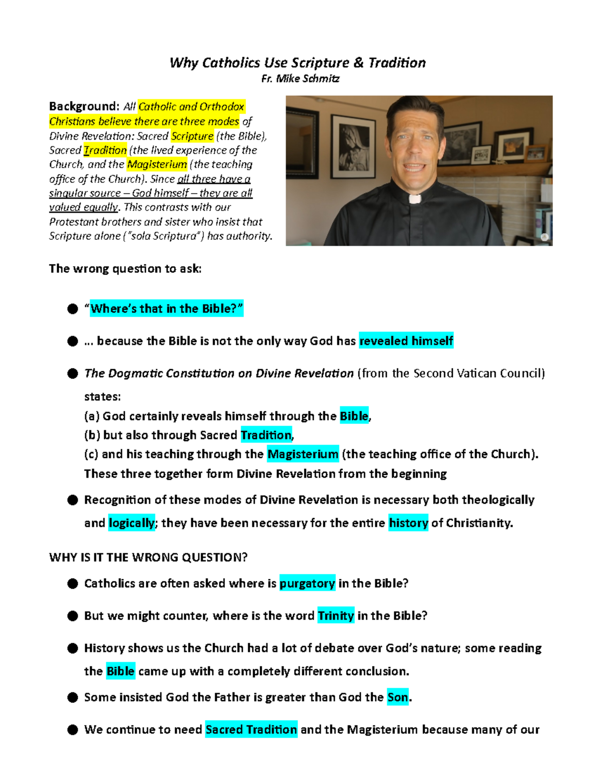 Projected Fr. Mike Why Catholics Tradition - Why Catholics Use ...