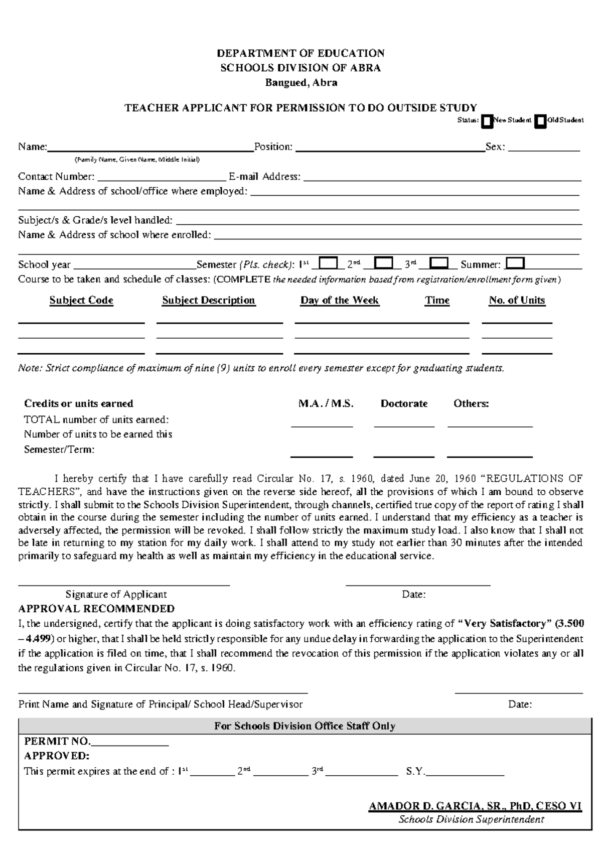 Fillable Study Permit v7 - DEPARTMENT OF EDUCATION SCHOOLS DIVISION OF ...