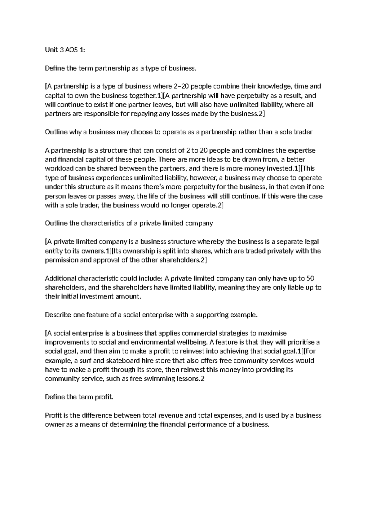 Unit 3 AOS 1 bm - buisnessss - Unit 3 AOS 1: Define the term ...