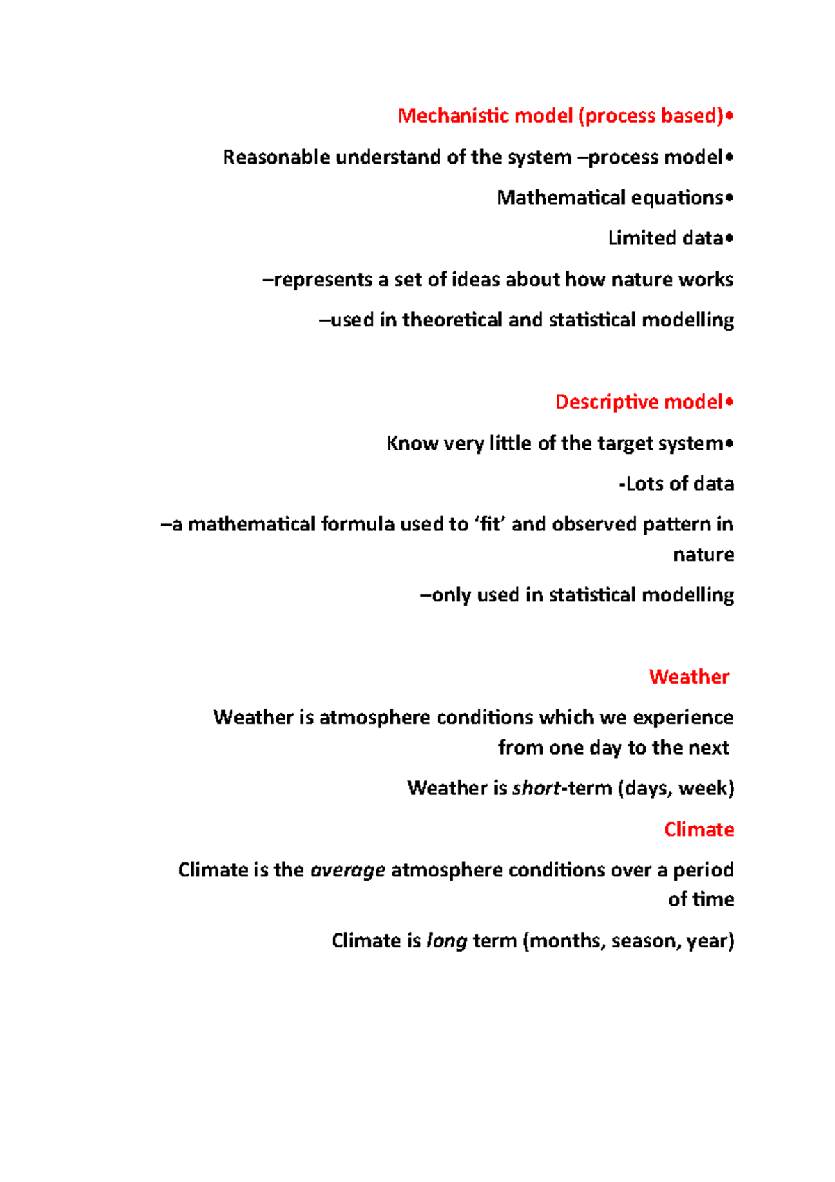 Modelling Natural Systems Notes PART 3 - Mechanistic model (process ...