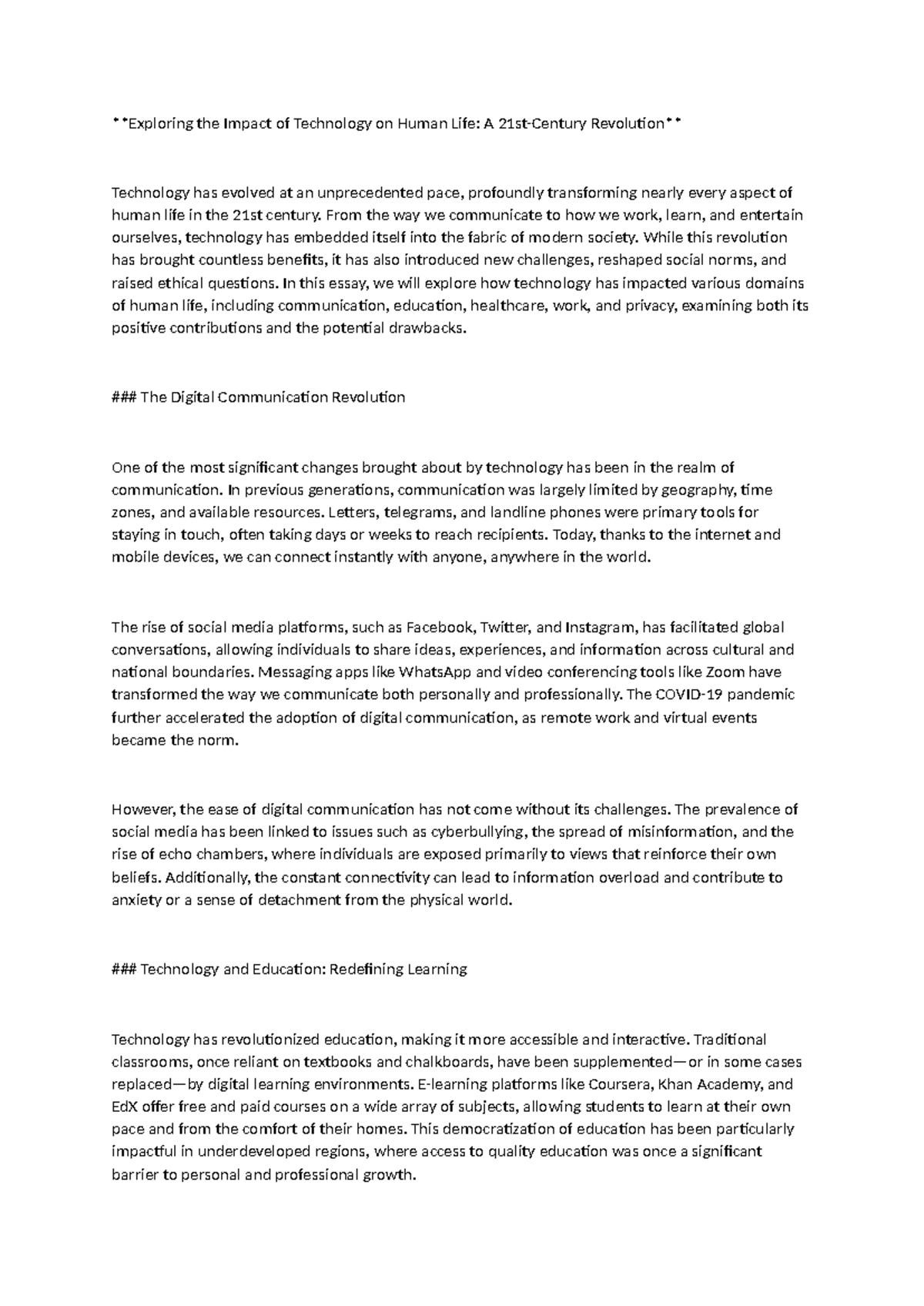 Exploring the Impact of Technology on Human Life - From the way we ...