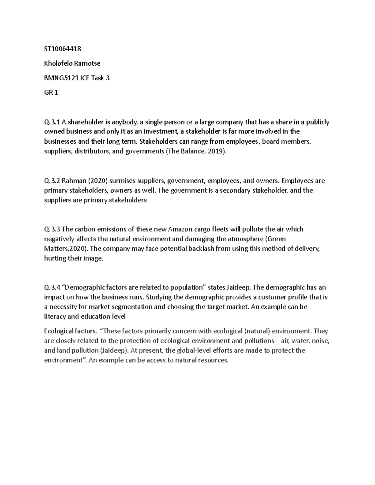 BMNG ICE TASK 3 - ice 3 - ST Kholofelo Ramotse BMNG5121 ICE Task 3 GR 1 ...