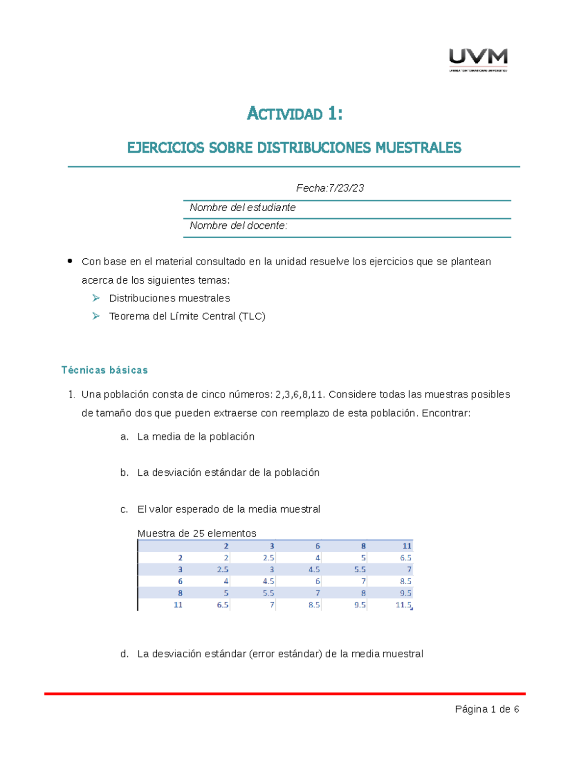 EJERCICIOS SOBRE DISTRIBUCIONES MUESTRALES - ACTIVIDAD 1 : EJERCICIOS SOBRE DISTRIBUCIONES - Studocu